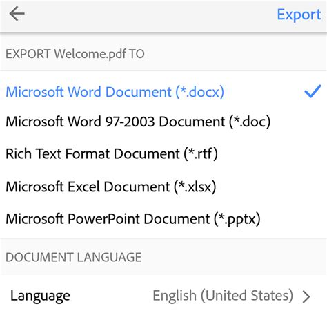 Export PDF To Other Formats Acrobat Reader Help