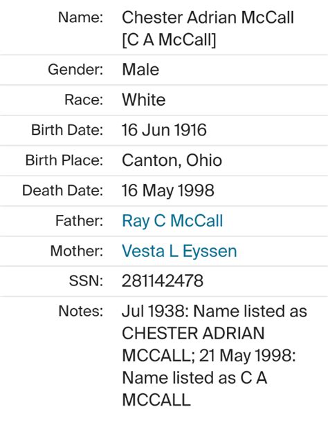 Chester Adrian Mccall 1916 1998 Find A Grave Memorial