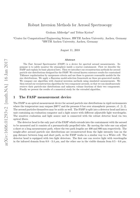 Pdf Robust Inversion Methods For Aerosol Spectroscopy