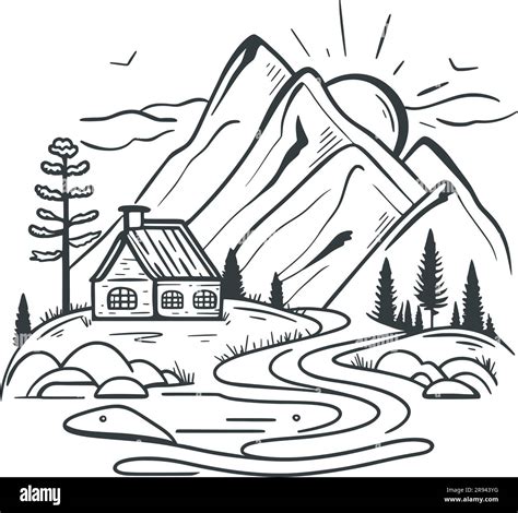 Dibujos De Paisajes Casas Campo Para Colorear Vsun