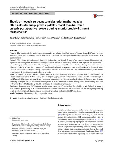 Pdf Should Orthopedic Surgeons Consider Reducing The Negative Effects