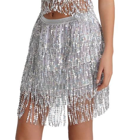 Wtxue Sequin Skirt Sequin Fringe Womens Nightclub Skirt Skirt Stage