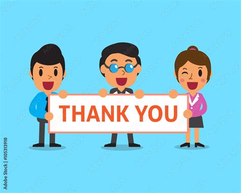 Cartoon Business Team Holding Thank You Sign Stock Vector Adobe Stock
