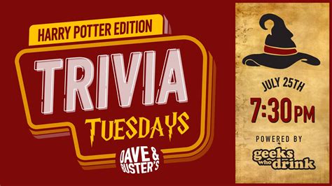 Trivia Tuesdays Harry Potter Edition Tickets Tuesday July 25 2023