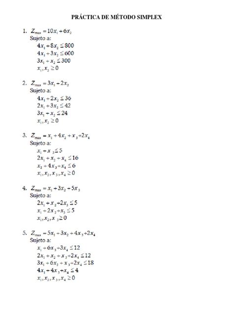 Práctica De Método Simplex Max Pdf Business Kilogramo