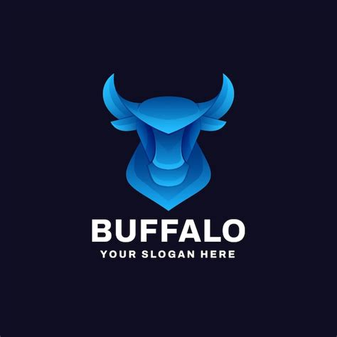 Ilustración de icono de vector de logotipo degradado de búfalo Vector