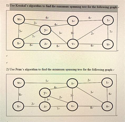 SOLVED 1 Use Kruskal S Algorithm To Find The Minimum Spanning Tree For