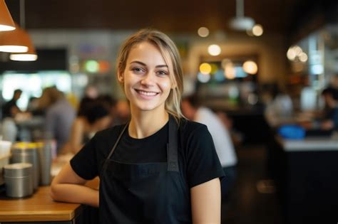 Premium Photo Coffee Shop Clerk Portrait Concept