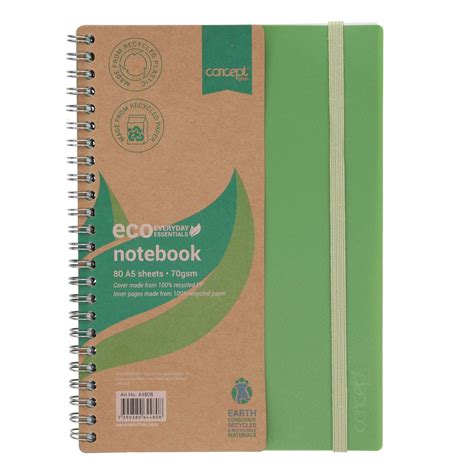 Concept Green A5 Notebook 80 Sheets Green Stationery Shop