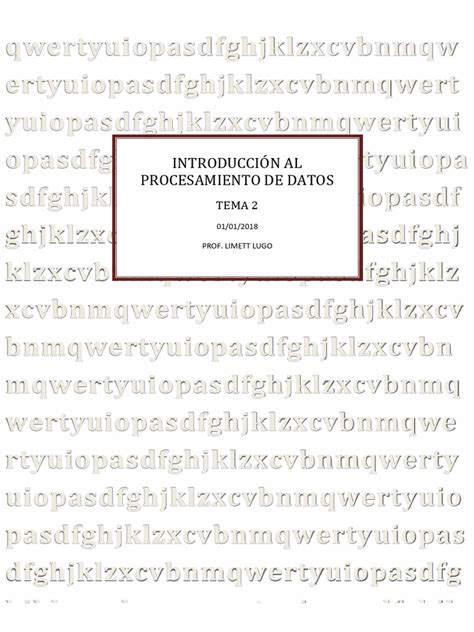 Introducción Al Procesamiento De Datos Pdf Archivo De Computadora