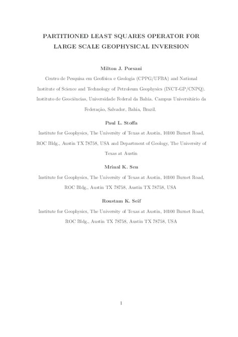 pdf partitioned least squares operator for large scale geophysical