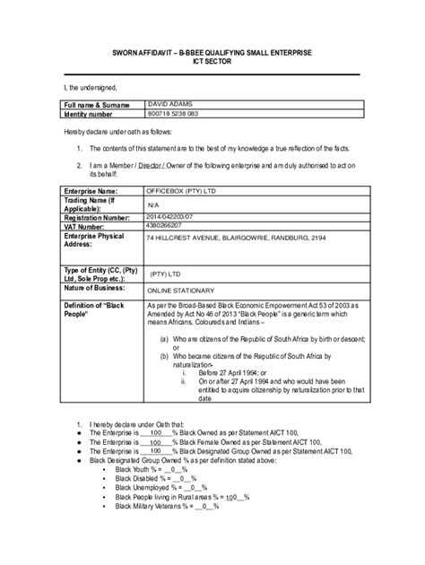 Fillable Online Dti Bbbee Affidavit Form Fill Out And Sign Printable