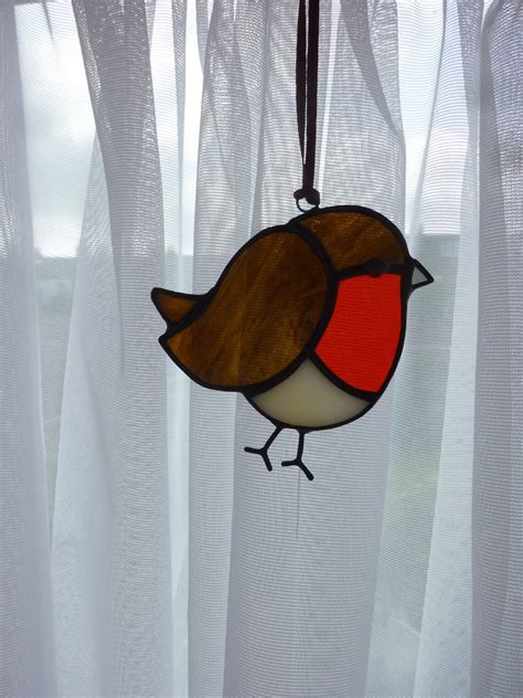 Stained Glass Robin Suncatcherbird Suncatcher西洋コマドリrobin Etsy