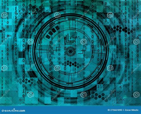 Drawing Modern Electronic Circuit And Binary Code On Cyan Blue Grungy