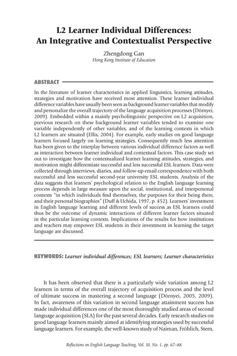 PDF L Learner Individual Differences L Learner Individual Differences An Integrative And