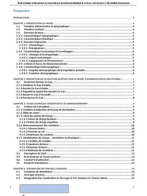 Alimentation En Eau à Sidi Abdallah Pdf Climat Équations