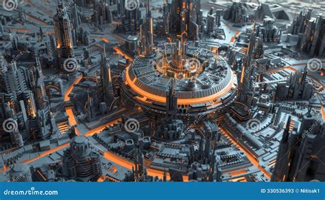 Quantum Neural Circuit High Tech Sci Fi Digital Brain For Artificial Intelligence In Advanced