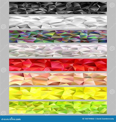 Abstract Triangle Polygon Pattern Mosaic Web Banner Template Background Set Design Elements