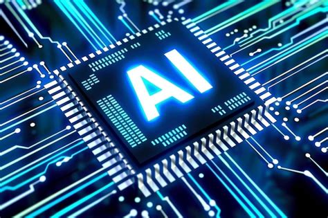Ai Microchip With Glowing Circuits Showcasing Advanced Artificial Intelligence Technology And