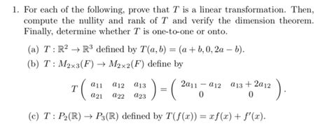 Solved For Each Of The Following Prove That T Is A Chegg