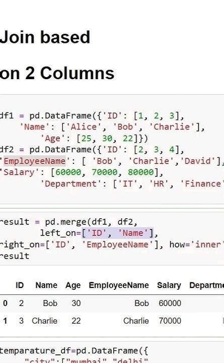 Dataframe Join Using 2 Column Pandas Joins Part3 Pandaspythontutorial Short Trending