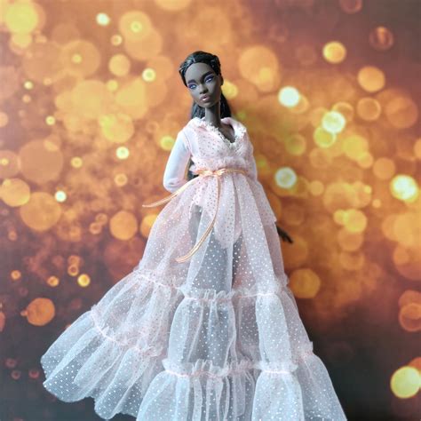 Elegant Pink Tiered Sparkle Tulle Gown With Gold Belt For Barbie