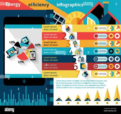 Energy Efficiency Infographics Set With Effective House Control Charts Vector Illustration Stock