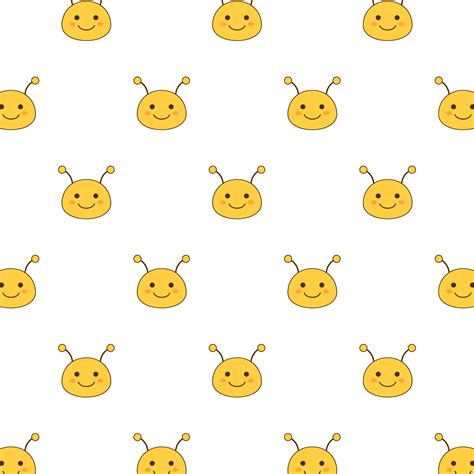 Vector Cute Honey Bee Head Cartoon Faces Animals Seamless Pattern