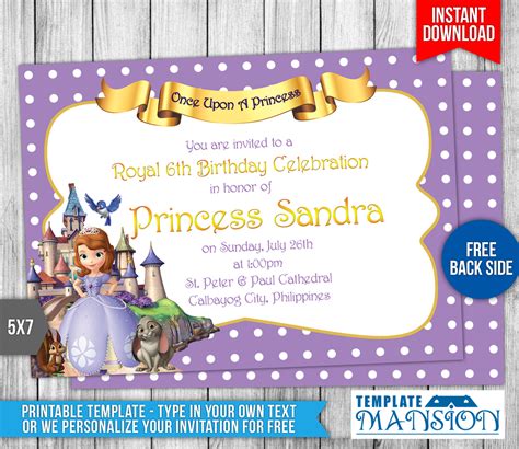 Sofia The First Birthday Invitation 1 By Templatemansion On Deviantart