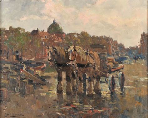 J Van Leeuwen Xx Stadskade Met Paard En Wagen Catawiki