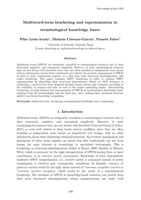 Pdf Multiword Term Bracketing And Representation In Terminological Knowledge Bases