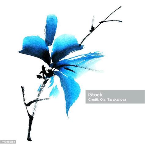 Bunga Biru Ilustrasi Stok Unduh Gambar Sekarang 2015 Alam Batang Bagian Tanaman Istock