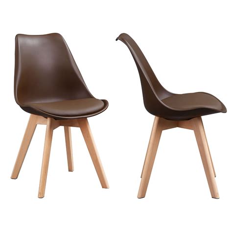 Chaise Scandinave Avec Coussin Simili Marron Genève Leroy Merlin