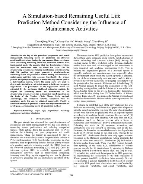 Pdf A Simulation Based Remaining Useful Life Prediction Method