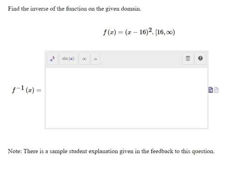 Solved Find The Inverse Of The Function On The Given Domain Chegg Com