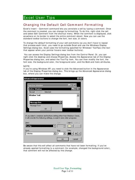 excel user tips formatting pdf fraction mathematics microsoft