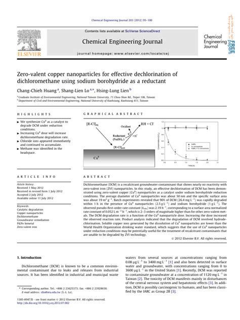 Zero Valent Copper Nanoparticles For Effective Dechlorination Of Dichloromethane Using Sodium