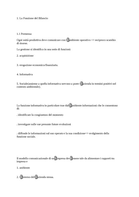 Riassunto Bilancio Di Esercizio 1 Docsity