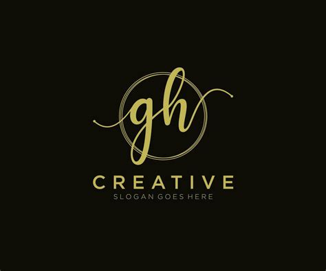 Initial Gh Feminine Logo Beauty Monogram And Elegant Logo Design Handwriting Logo Of Initial