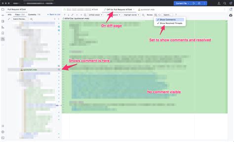 In Pull Request View On The Diff Page Sometimes The Comments Are Not