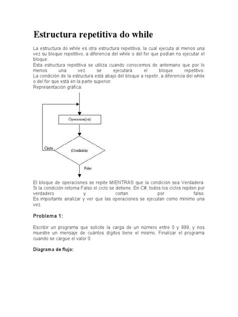 Estructura Repetitiva Do While Pdf C Sharp Lenguaje De