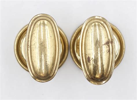 Pair Of Vintage Oval Polished Brass Dummy Oval Door Knobs Olde Good
