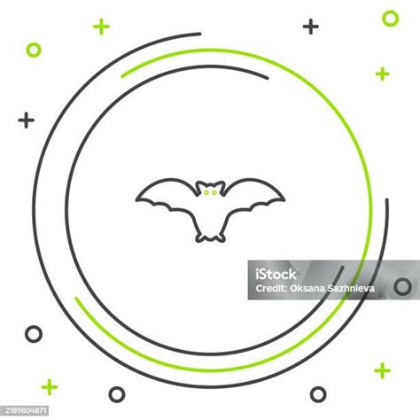 검은 색과 녹색 선 비행 박쥐 아이콘은 흰색 배경에 고립되어 있습니다 다채로운 윤곽선 개념 벡터 일러스트 레이 션 10월에 대한 스톡 벡터 아트 및 기타 이미지 Istock