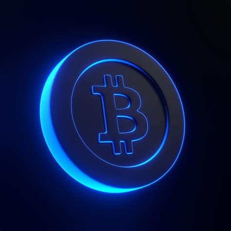 Premium Photo Bitcoin Token With Bright Glowing Futuristic Blue Neon Lights On Black