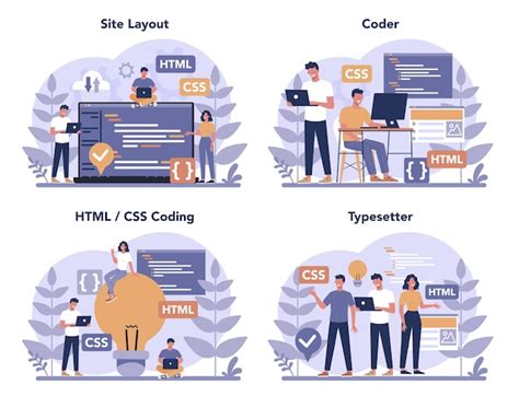 Premium Vector Typersetter Concept Set Website Constructing Process