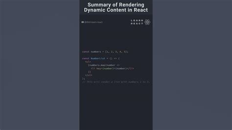 Rendering Dynamic Content In React Using Lists And Keys Coding Programming Frontend Webdev