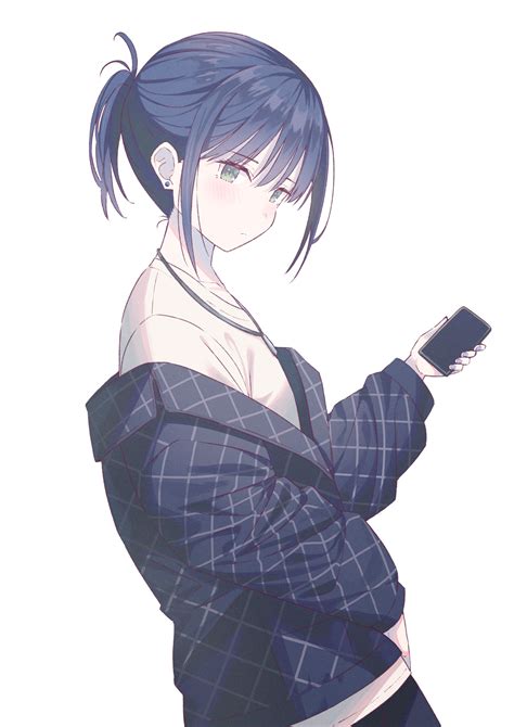 Wallpaper Long Hair Anime Girls Vertical Phone Looking At Viewer Blushing White