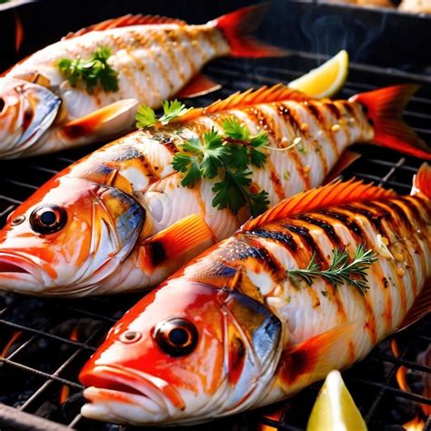 Premium Photo Grilled Fish Cooked Baked Seafood Dish Of Whole Fish