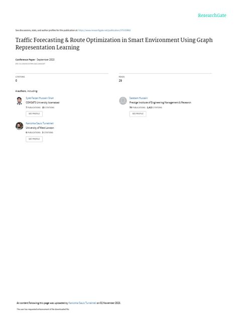 Traffic Forecasting And Route Optimization In Smart Environment Using Graph Representation