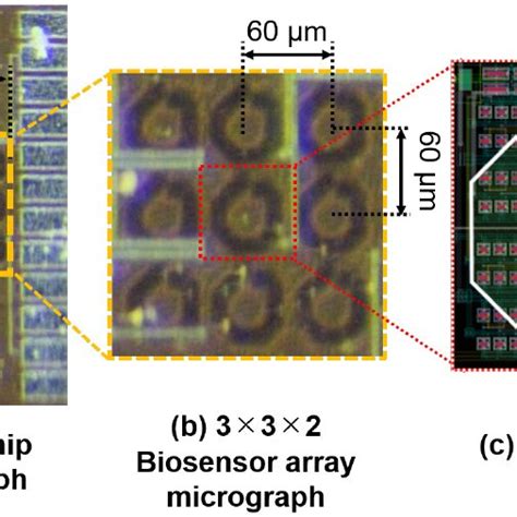 A The Microphotograph Of 22 Nm Test Chip B The 3 × 3 × 2 Biosensor Download Scientific